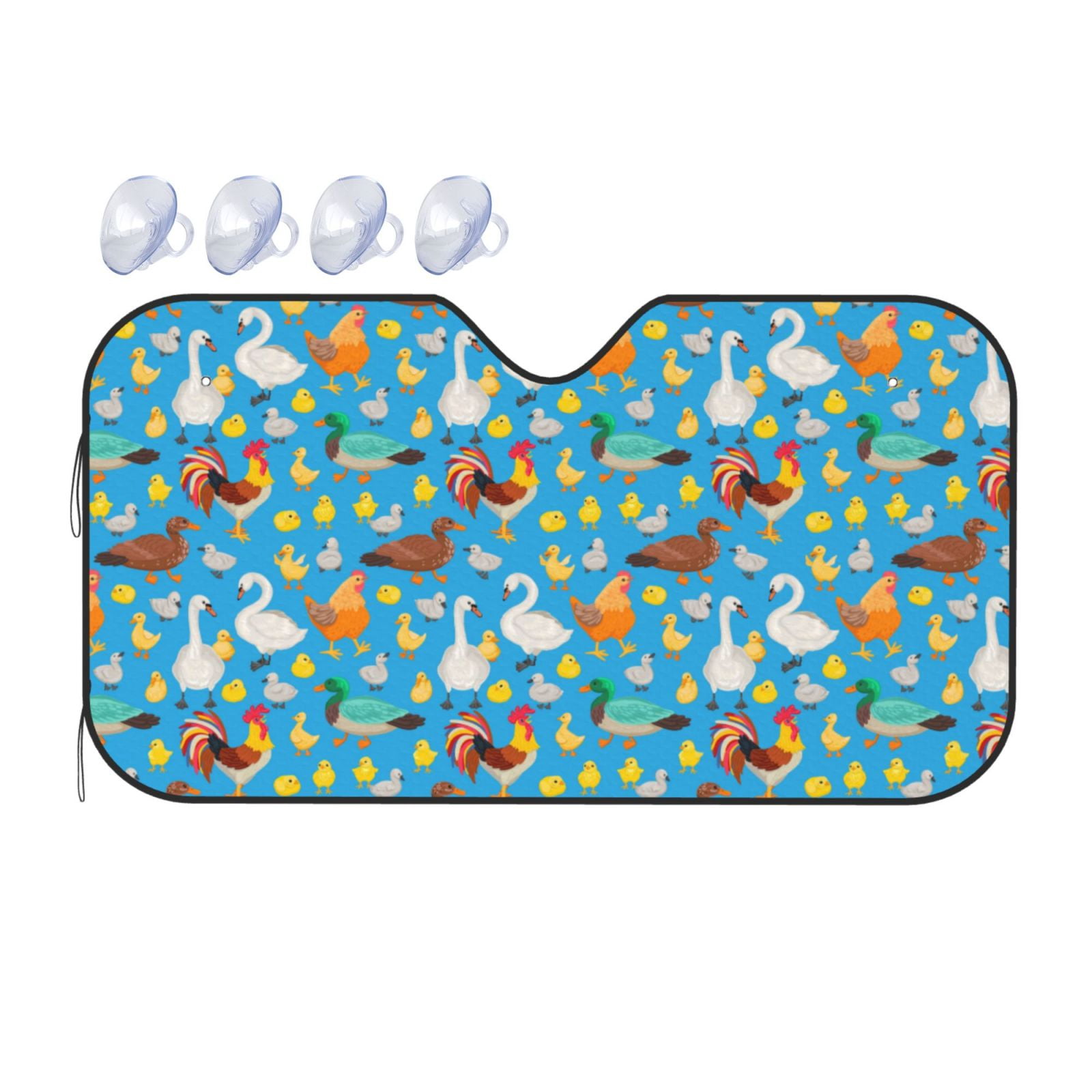 Kuilepa Rooster And Chickens Print Front Windshield Sun Shade-Folding ...