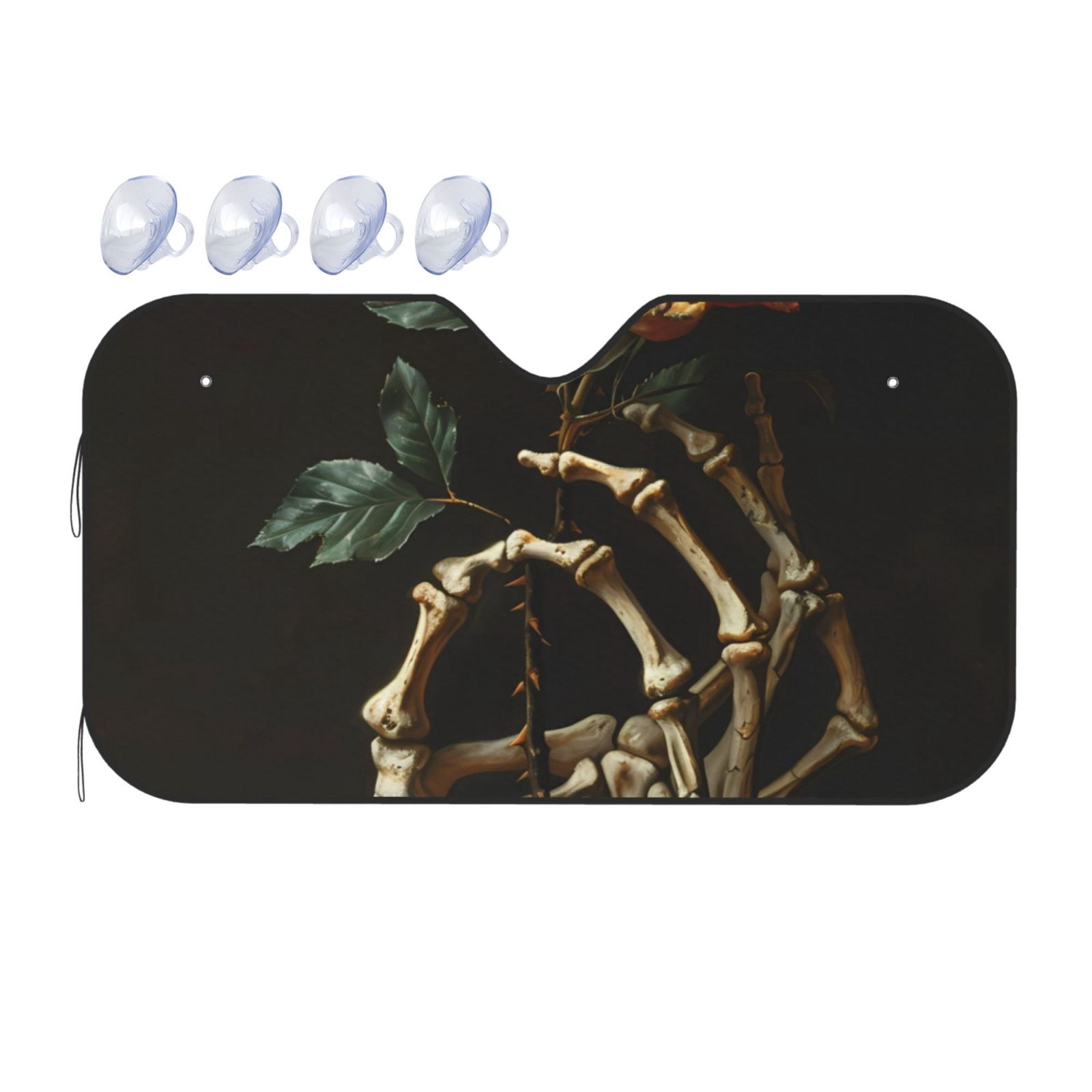 Kuilepa Skeleton Hand Rose Butterfly Print Front Windshield Sun Shade ...