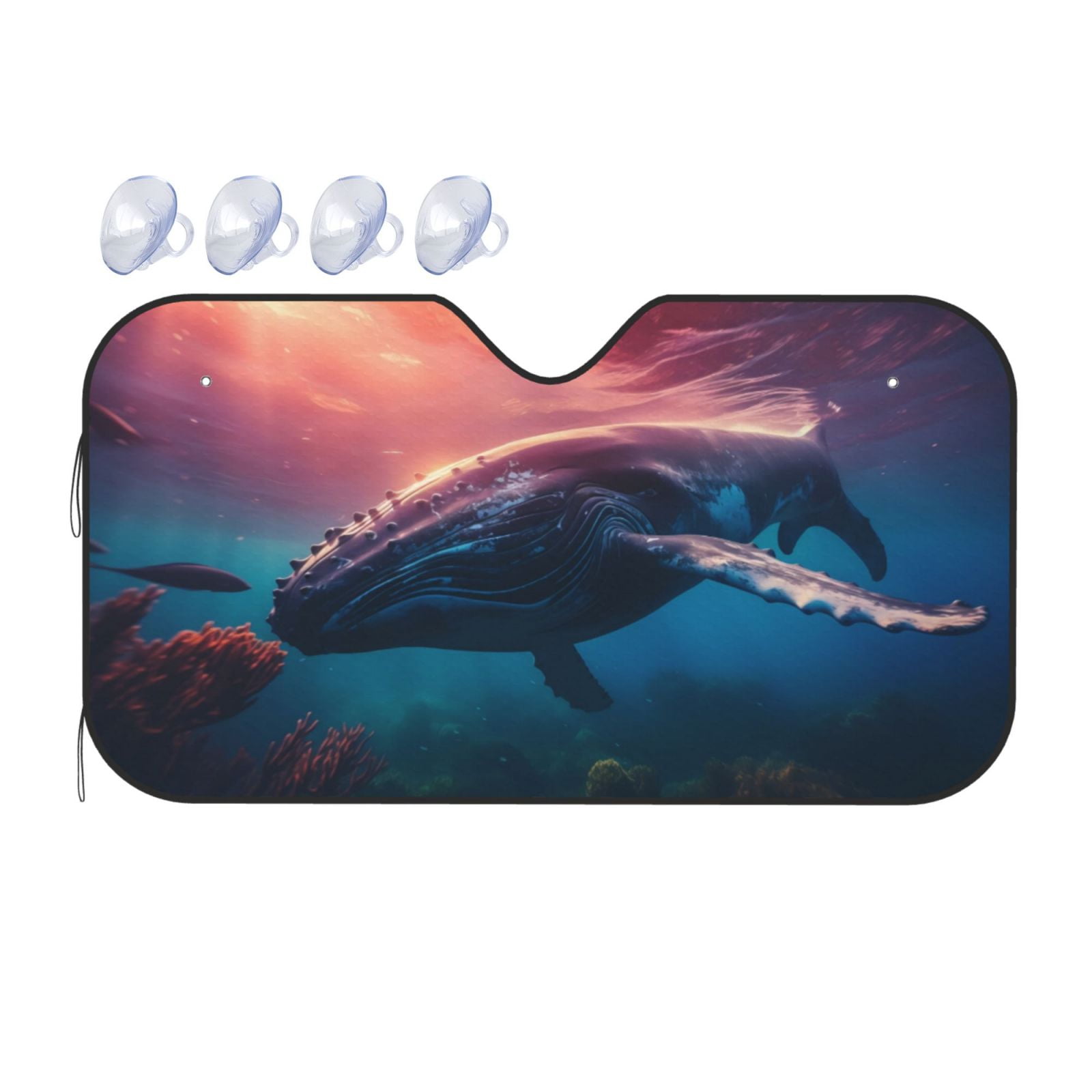 Kuilepa Sunshine Ocean Whale Print Front Windshield Sun Shade-Folding ...
