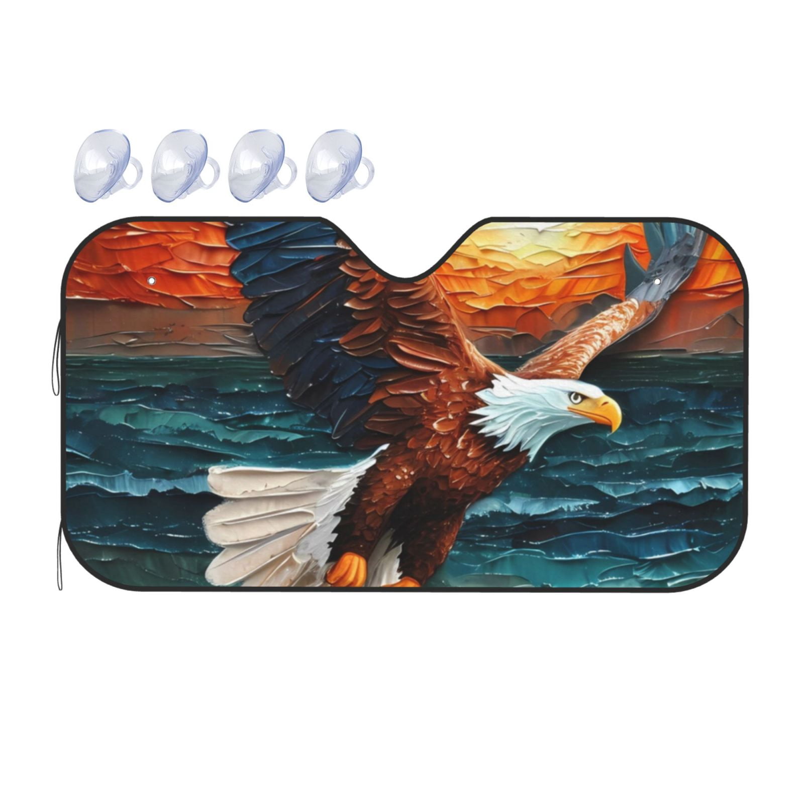 Kuilepa Textured Bald Eagle Print Front Windshield Sun Shade-Folding ...