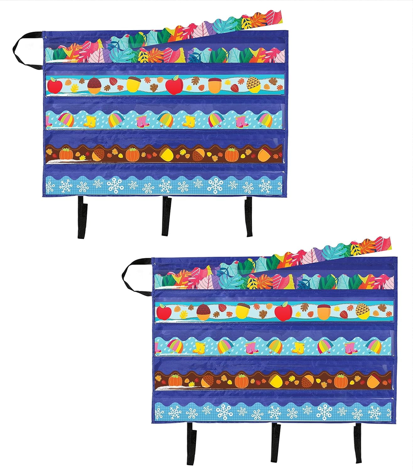 Kuiminga 2-Pack Classroom Bulletin Board Border Storage Pocket Charts ...
