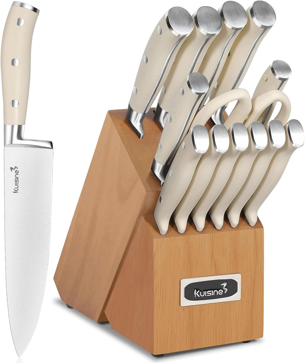 Kuisine Kitchen Chef Knife Block Set,High Carbon Stainless Steel Razor ...