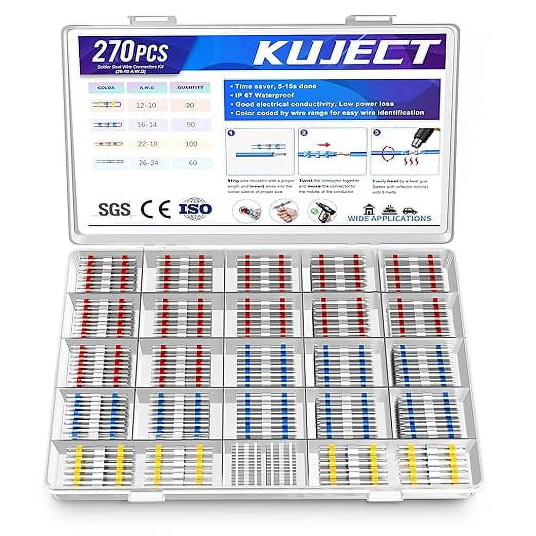 Kuject 270PCS Solder Seal Wire Connectors, Self-Solder Heat Shrink Butt ...