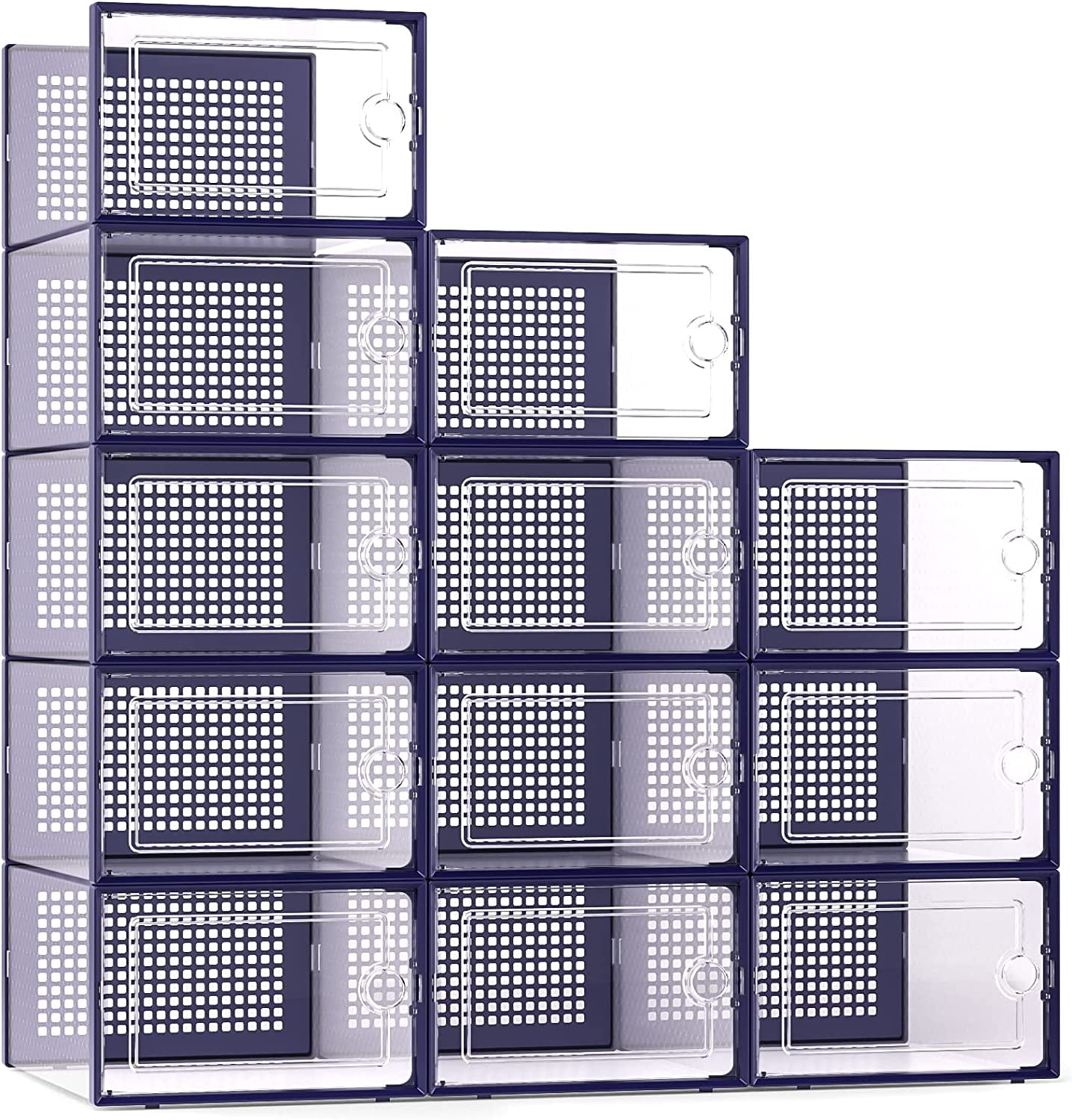 Kuject X-Large Shoe Storage Boxes Organizers Clear Plastic Stackable 12 ...
