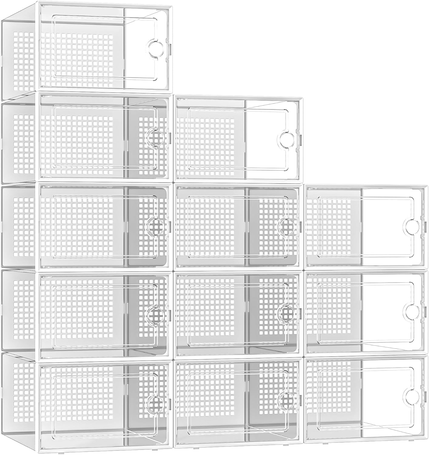 Kuject X-Large Shoe Storage Boxes Organizers Clear Plastic Stackable 12 ...