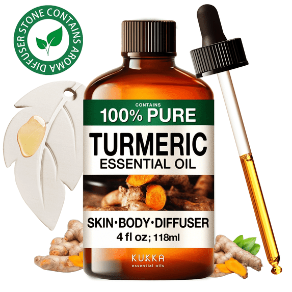 Kukka Turmeric Essential Oil with Aromatherapy Stone - 100% Pure Warm ...