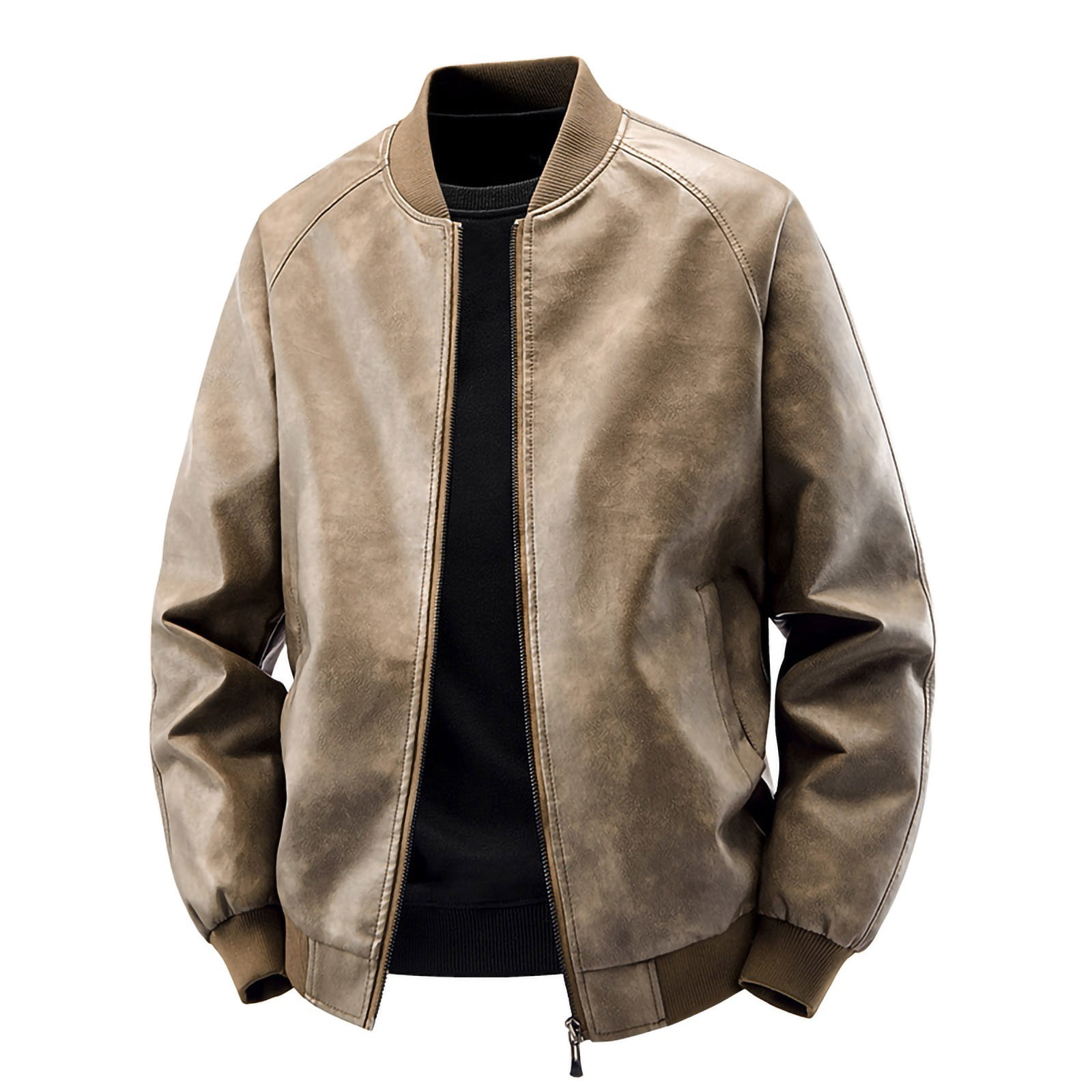 Kukoosong Men's Bomber Jacket Loose Sports Baseball Jacket Stand-Up ...
