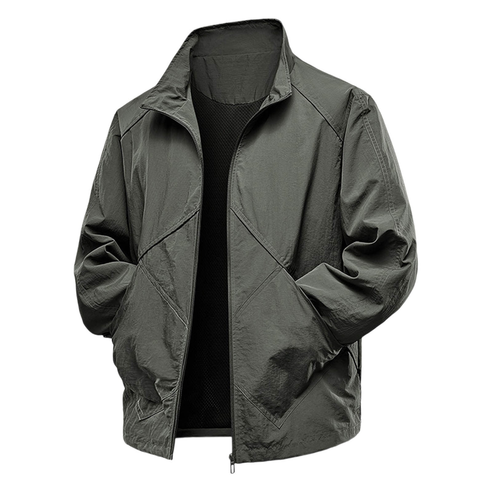 Kukoosong Men's Bomber Jacket Waterproof Outdoor Stretch Hooded Rain ...