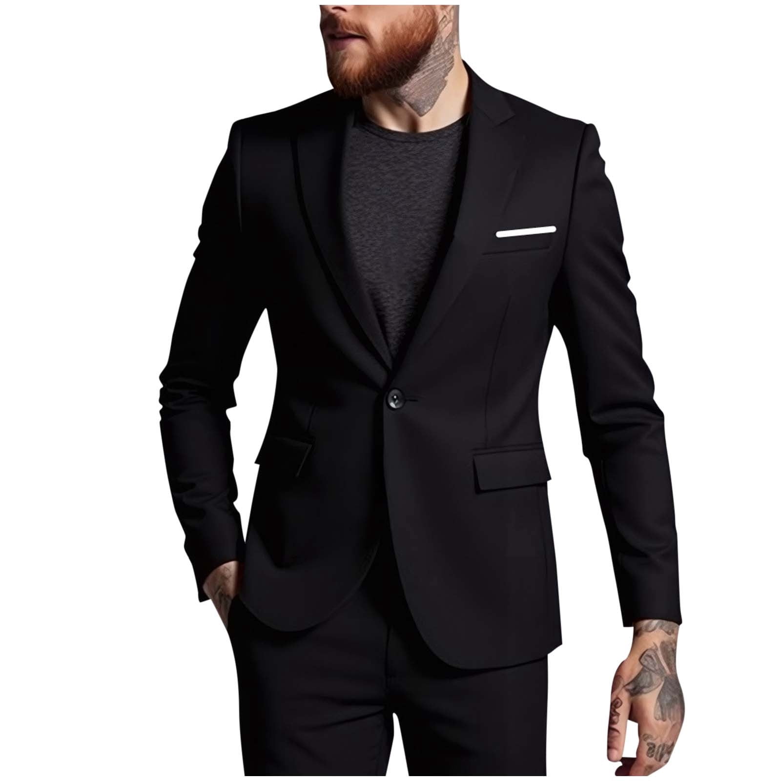 Kukoosong Men's Business Suit Jacket Elegant Single Button Blazers Suit ...