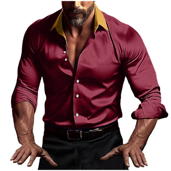 Kukoosong Men's Long Sleeve Button-Down Casual Shirt for Office Wear ...