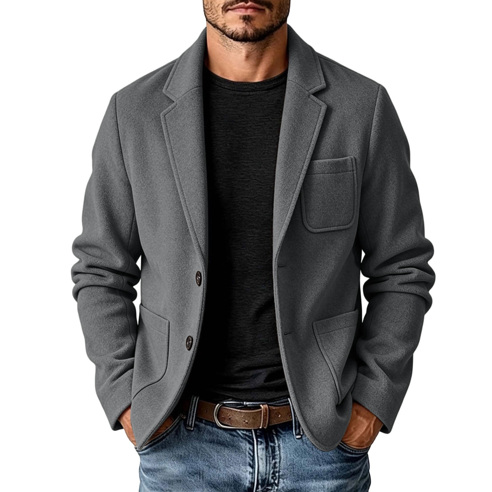 Kukoosong Men's Notched Lapel Blazer Jacket, Single Breasted Solid ...