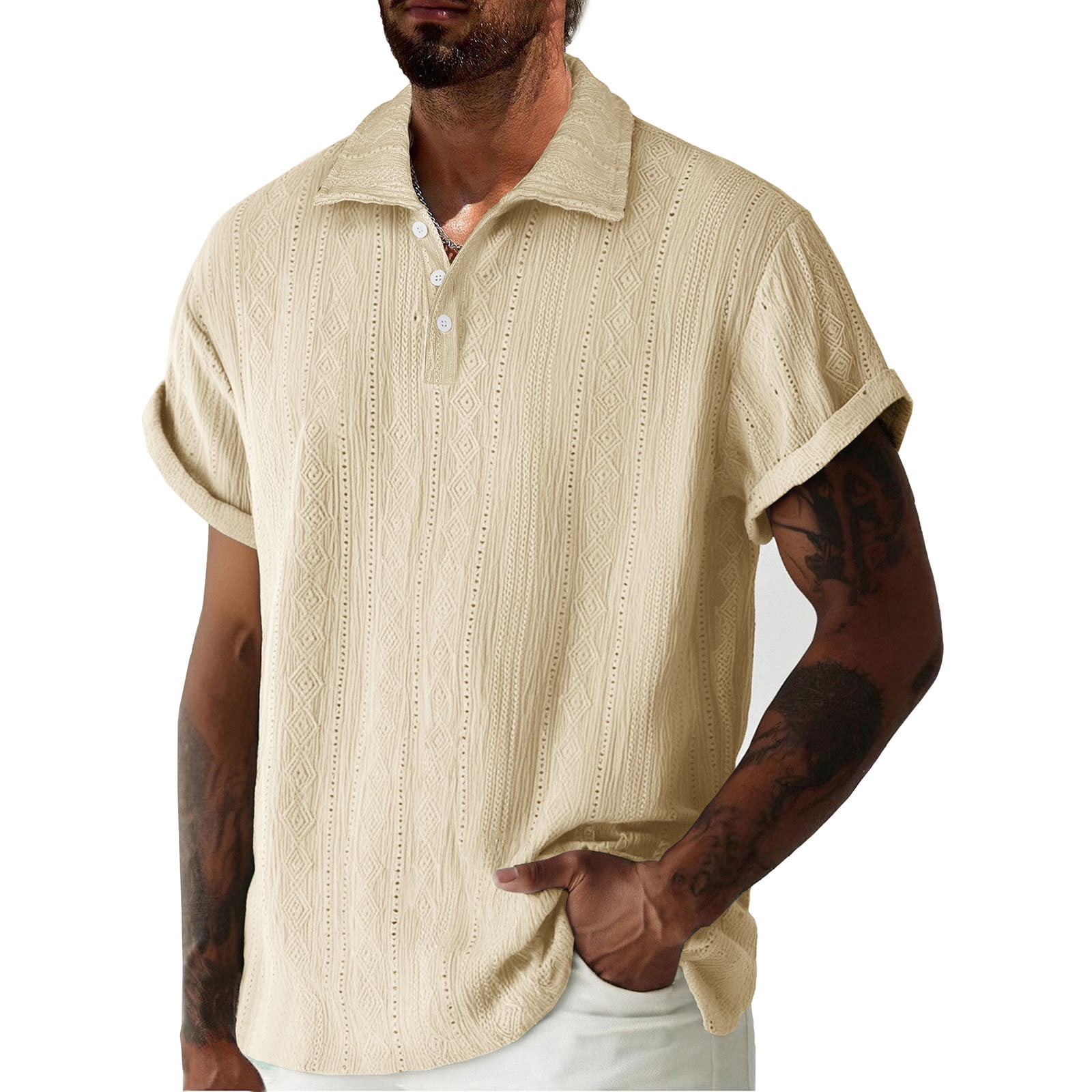 Kukoosong Men's Short Sleeve Polo Shirt, Collared Office Wear Casual ...