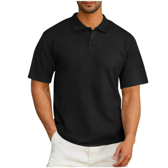 Kukoosong Men's Solid Short Sleeve Polo Shirt for Casual and Office ...
