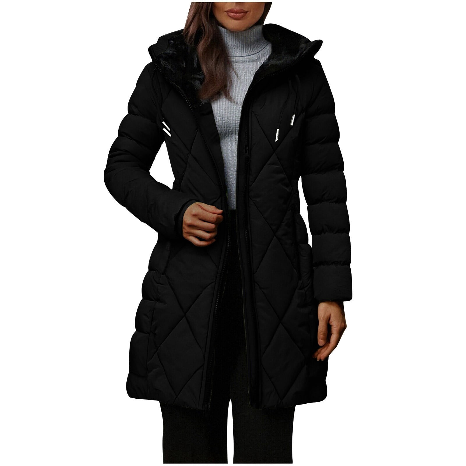 Kukoosong Quilted Jackets for Women, Long Thicken Puffer Jacket ...