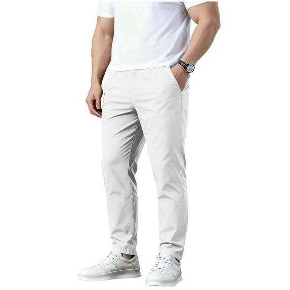 Kukoosong Trouser for Men, Men's Solid Color with Elastic Waist Casual ...