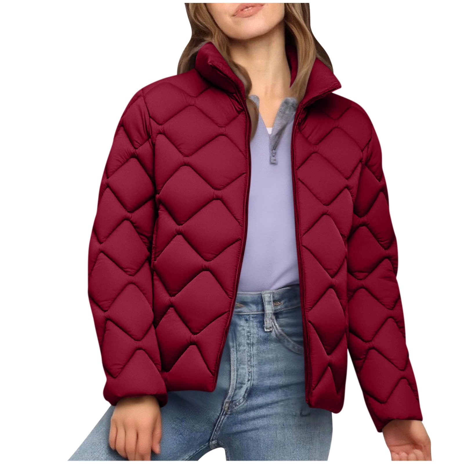 Kukoosong Women's Puffer Jackets, Winter Warm Zip Up Quilted Down Coat ...