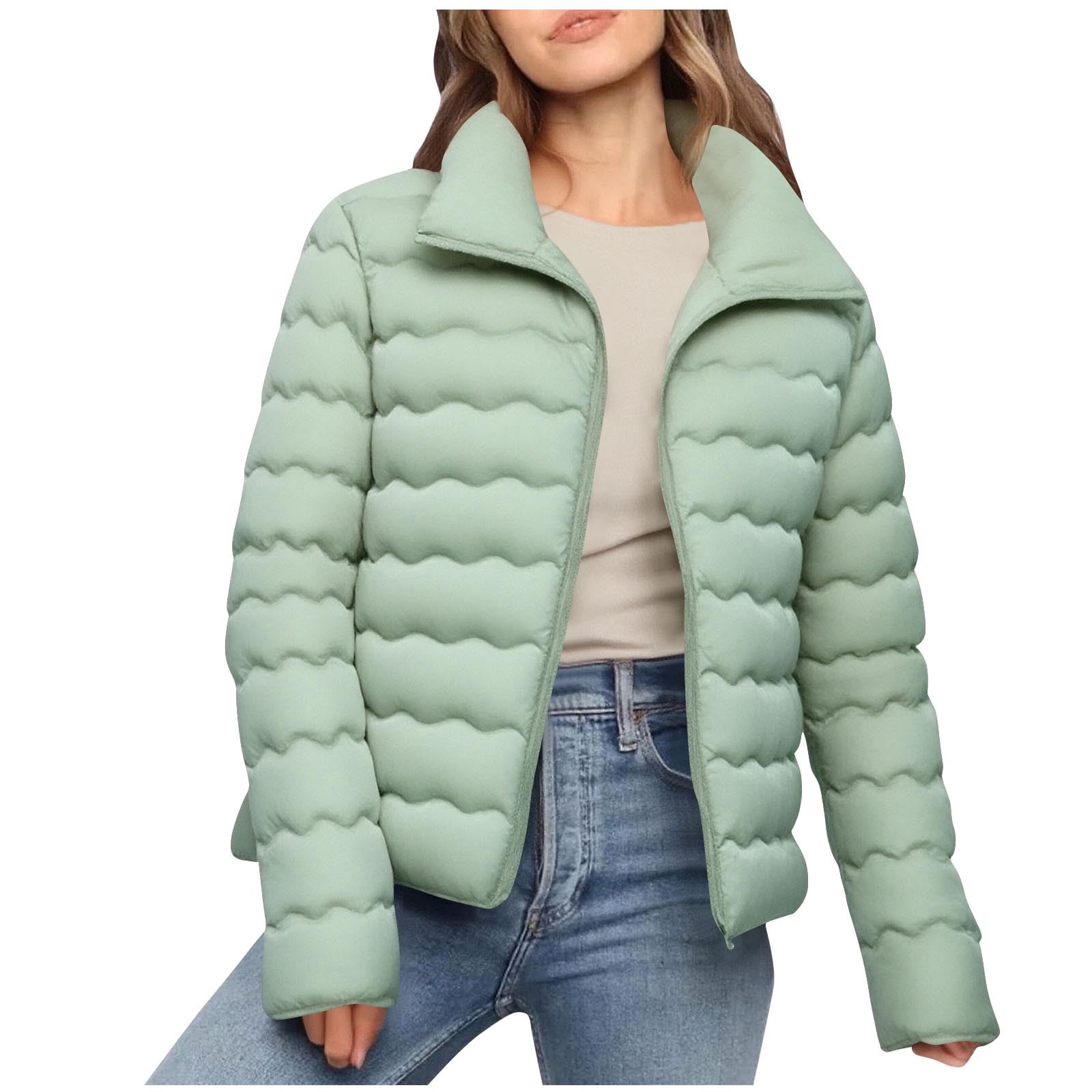 Kukoosong Women's Puffer Jackets, Winter Warm Zip Up Quilted Down Coat ...