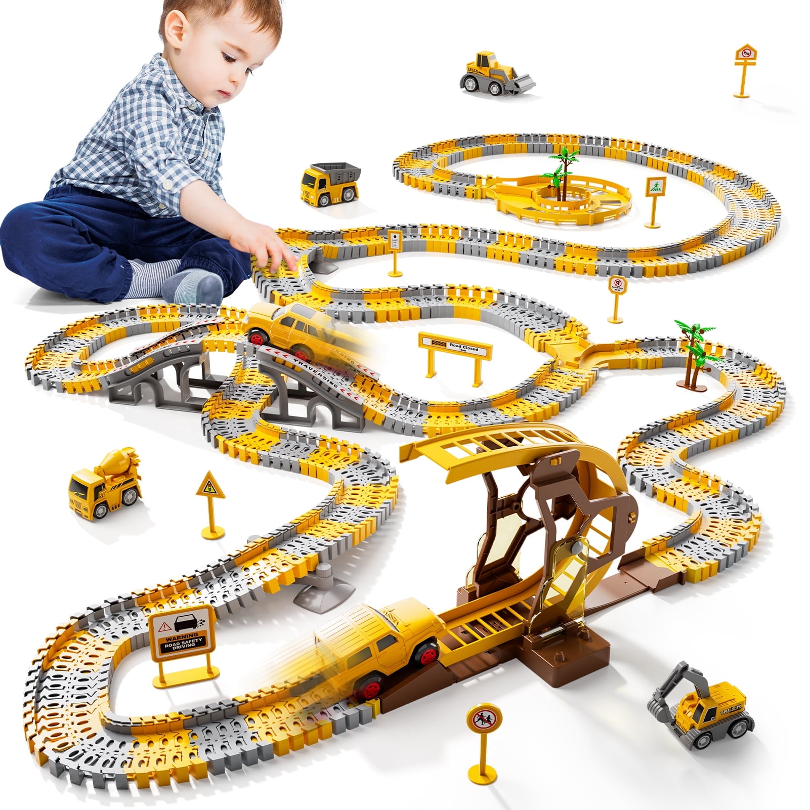 KukuFun 299 PCS Construction Race Tracks Boys Toys, 6 PCS Engineering ...