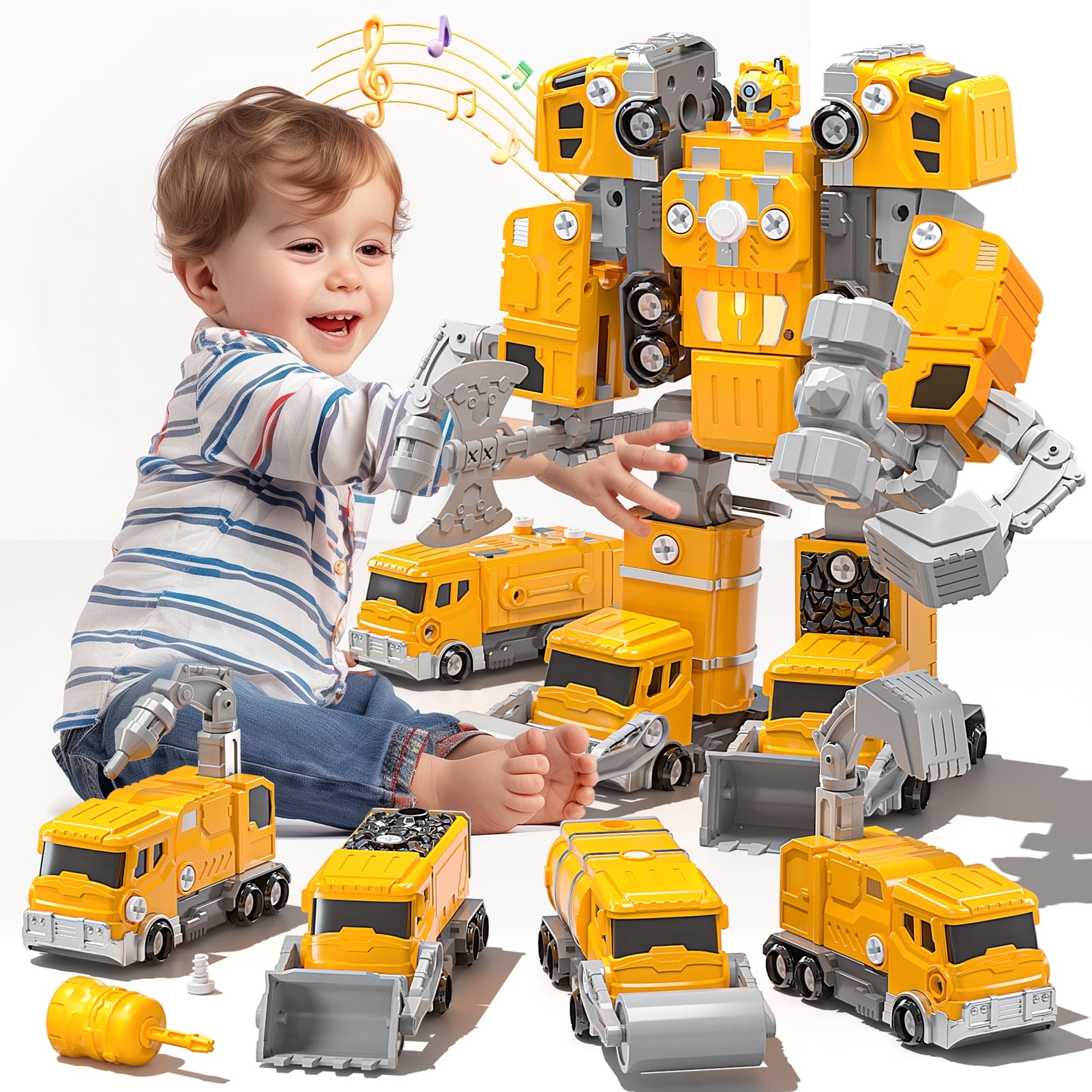 KukuFun 5 in 1 Take Apart Vehicle Trucks Toys for Toddlers Ages 2-6 ...