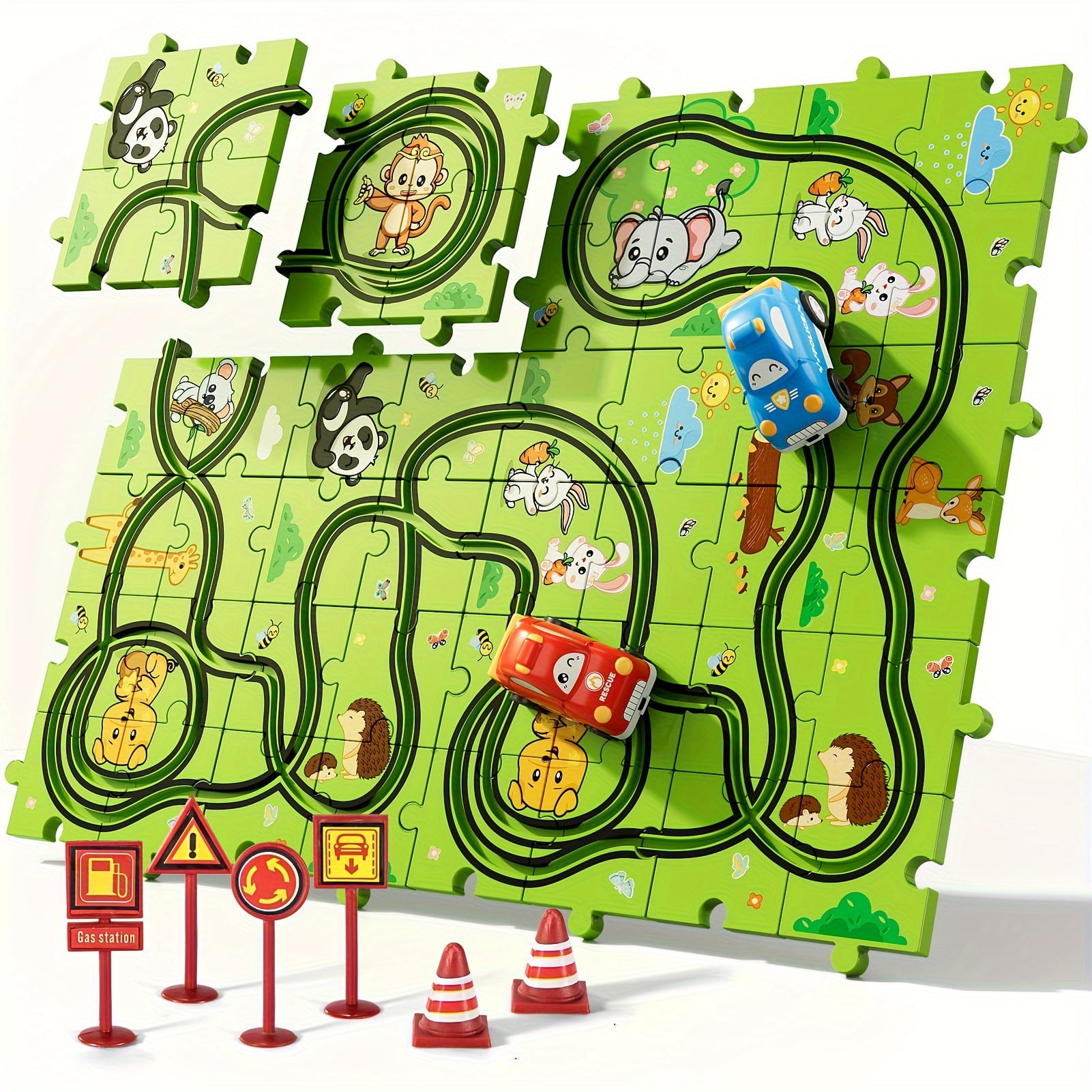 IHAHA 56 Jigsaw Puzzle Race Car Set Toys for Kids Ages 3-6 Years Old ...