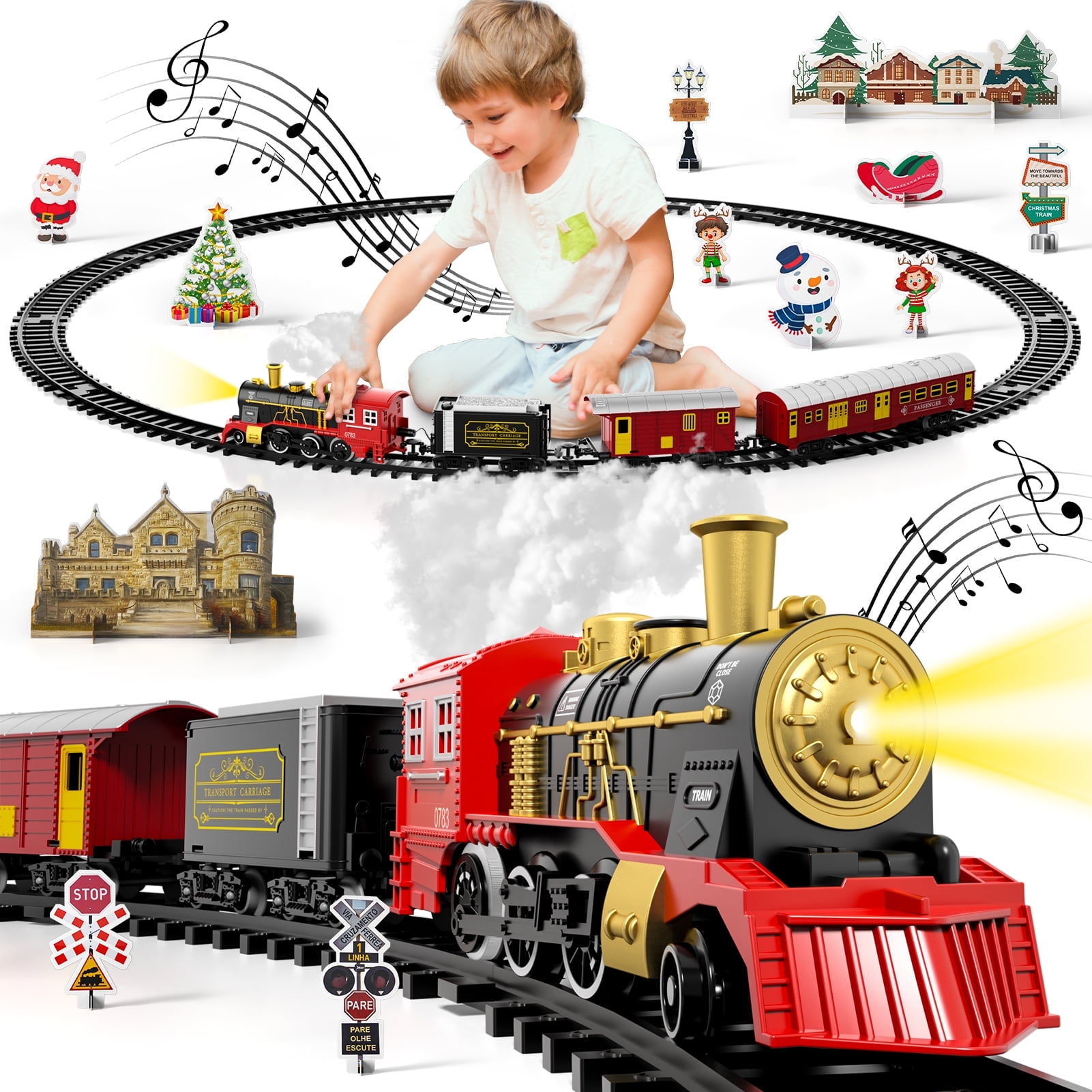 KukuFun Electric Train Set for Kids Ages 3 4 5 6, Classic Christmas ...