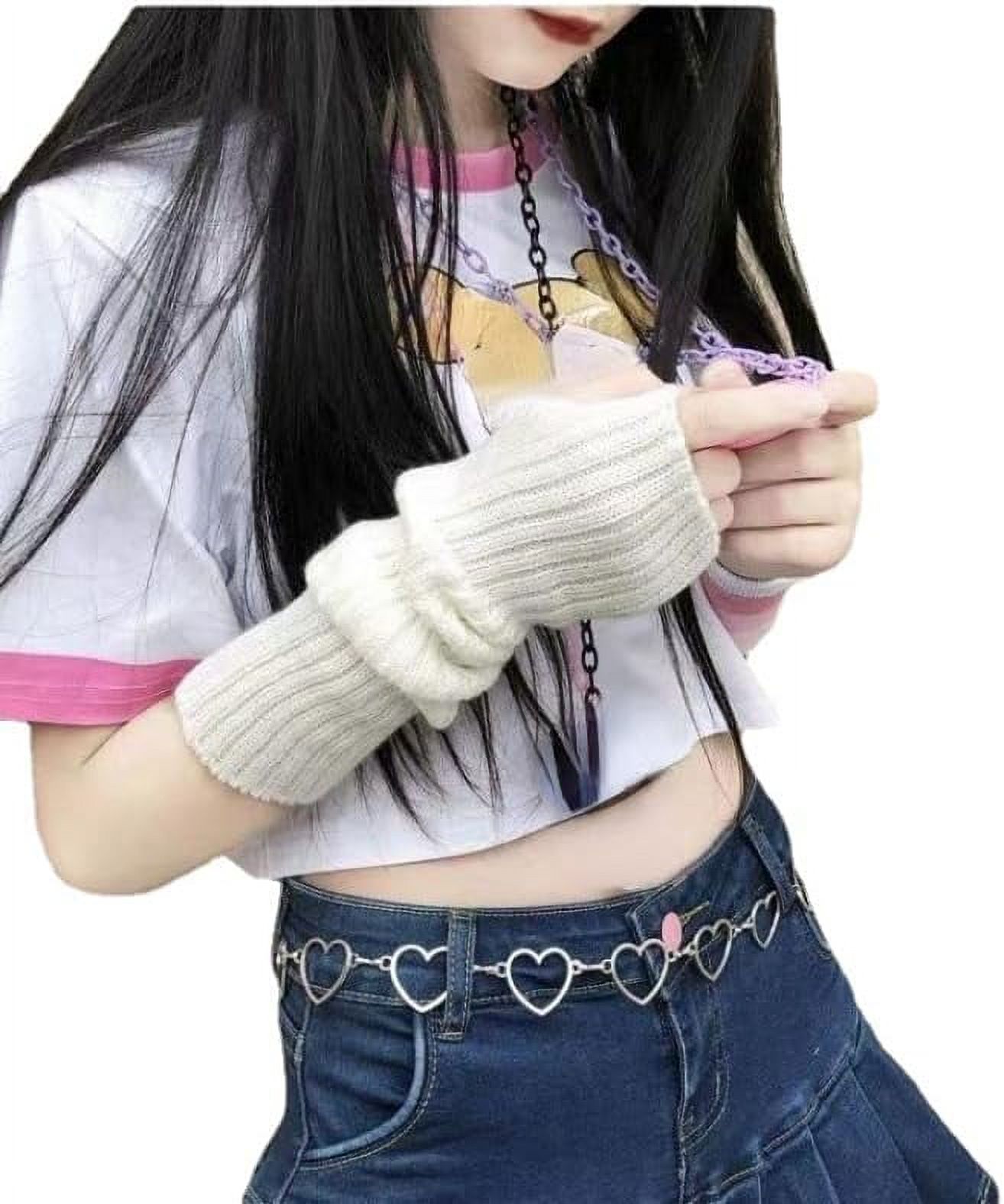 Kukuzhu Arm Warmers Y2K Kawaii Lolita Long Arm Sleeve Harajuku Gyaru ...