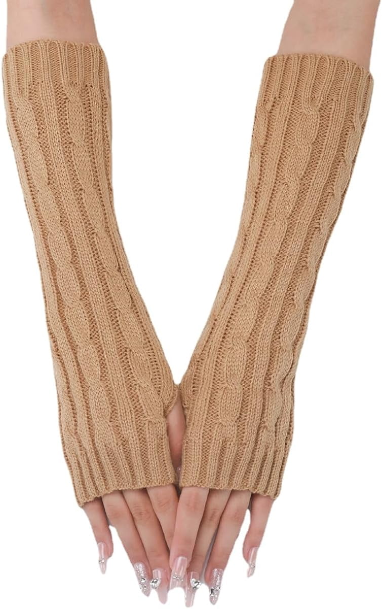 Kukuzhu Arm Warmers Y2K Rib Knit Arm Warmers Fingerless Grunge Gloves ...