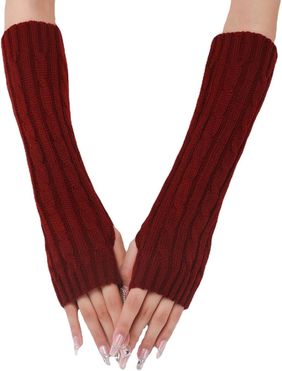 Kukuzhu Arm Warmers Y2K Rib Knit Arm Warmers Fingerless Grunge Gloves ...