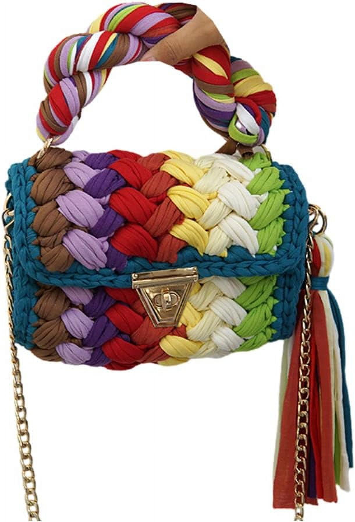 Kukuzhu Chunky Yarn Knit Crossbody Bags for Women Top-handle Handwoven ...