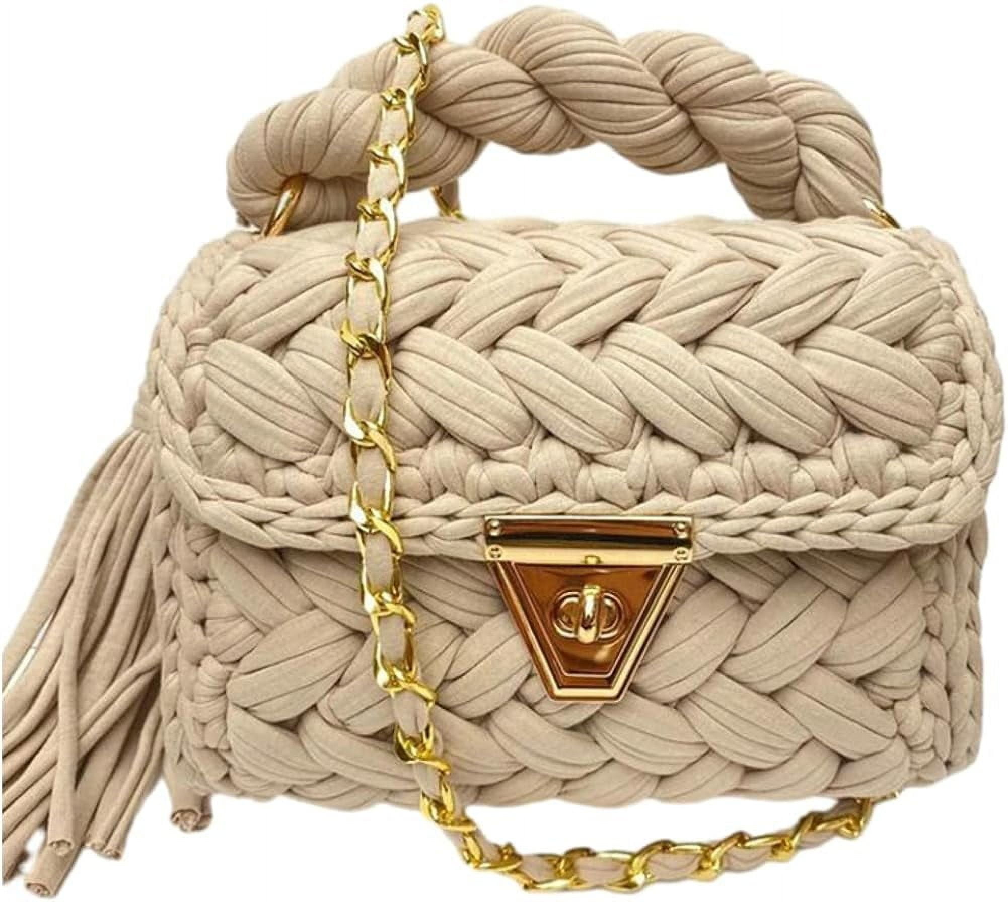 Kukuzhu Chunky Yarn Knit Crossbody Bags for Women Top-handle Handwoven ...