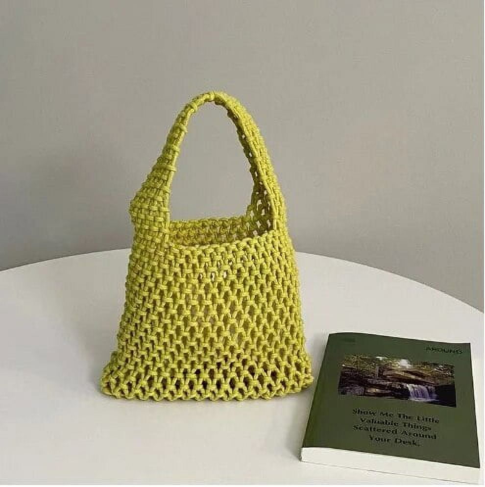 Kukuzhu Crochet Hand Knit Bag Macaron Cotton Rope Hollow Out Handbag ...
