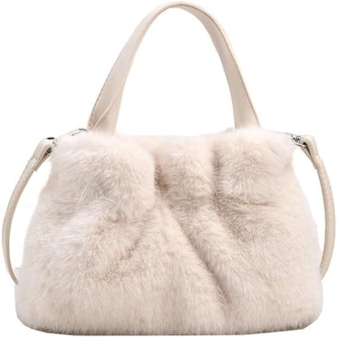 Women Small Faux Fox Fur Clutch Bag Mini Furry Evening bag Plush ...