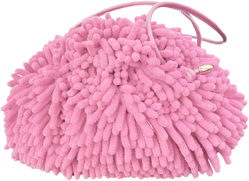 Kukuzhu Cute Fluffy Dumpling Bag for Women Clutch Fuzzy Purse Fluffy ...
