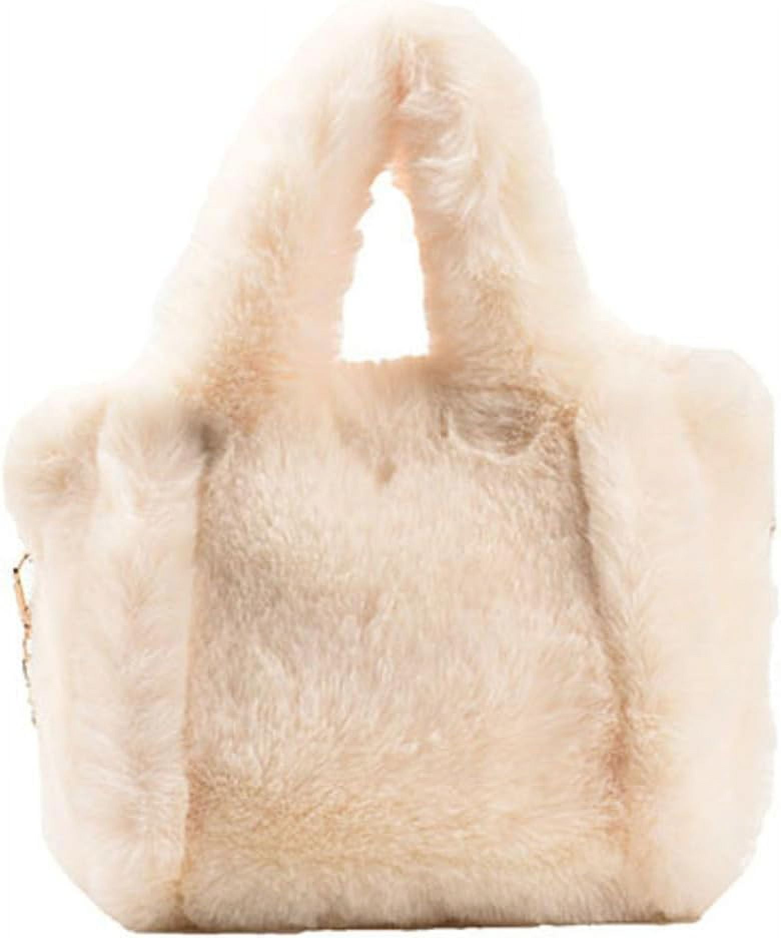 Kukuzhu Cute Furry Purse for Women Fuzzy Faux Fur Tote Handbag Casual ...