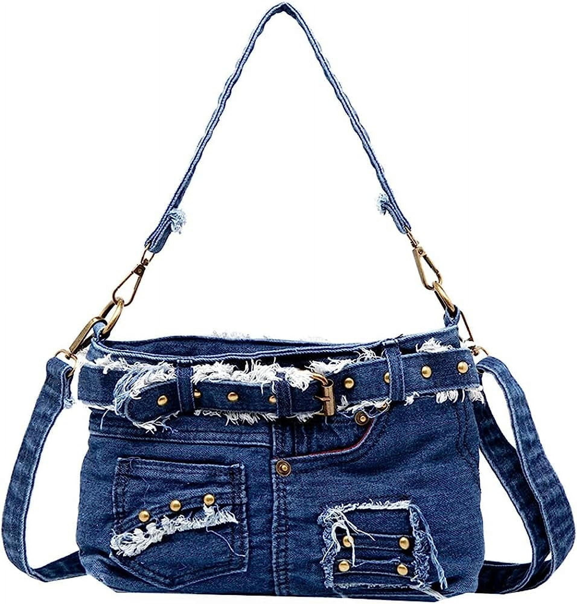Kukuzhu Denim Crossbody Bag for Women Large Tote Hobo Bag Fashion ...