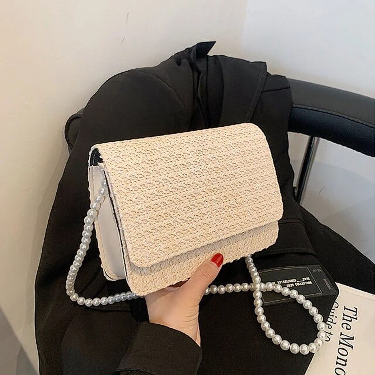 Kukuzhu Flap Small Pearl Design Crossbody Shoulder Bag For Women Straw ...