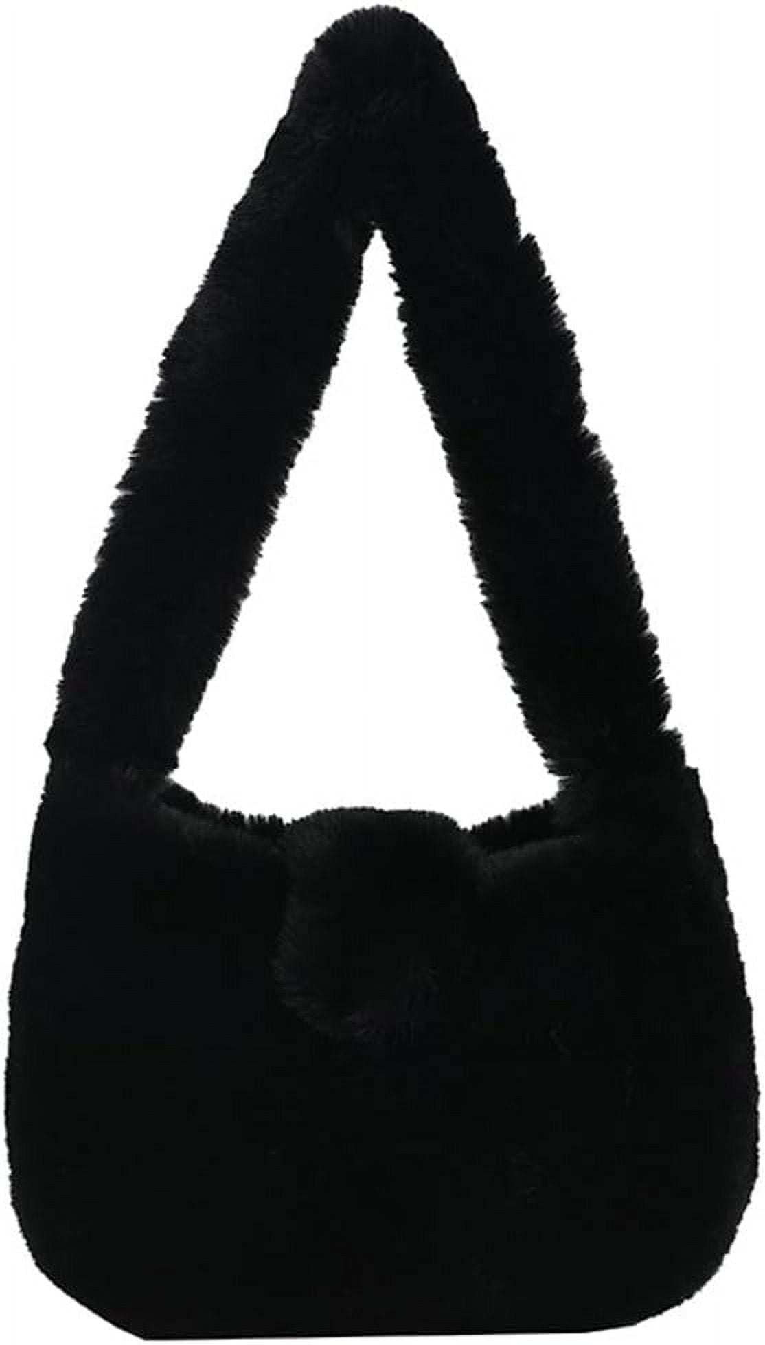 Kukuzhu Fluffy Hobo Bag for Women Plush Shoulder Bag Armpit Purse Soft ...