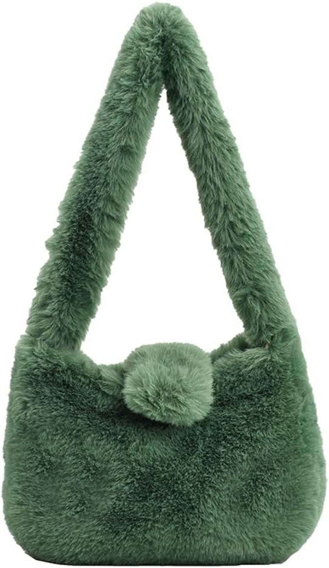 Kukuzhu Fluffy Hobo Bag for Women Plush Shoulder Bag Armpit Purse Soft ...