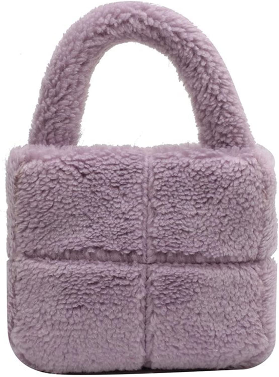 Kukuzhu Fluffy Sherpa Mini Tote Bag for Women Girls Kawaii Purse Cute ...