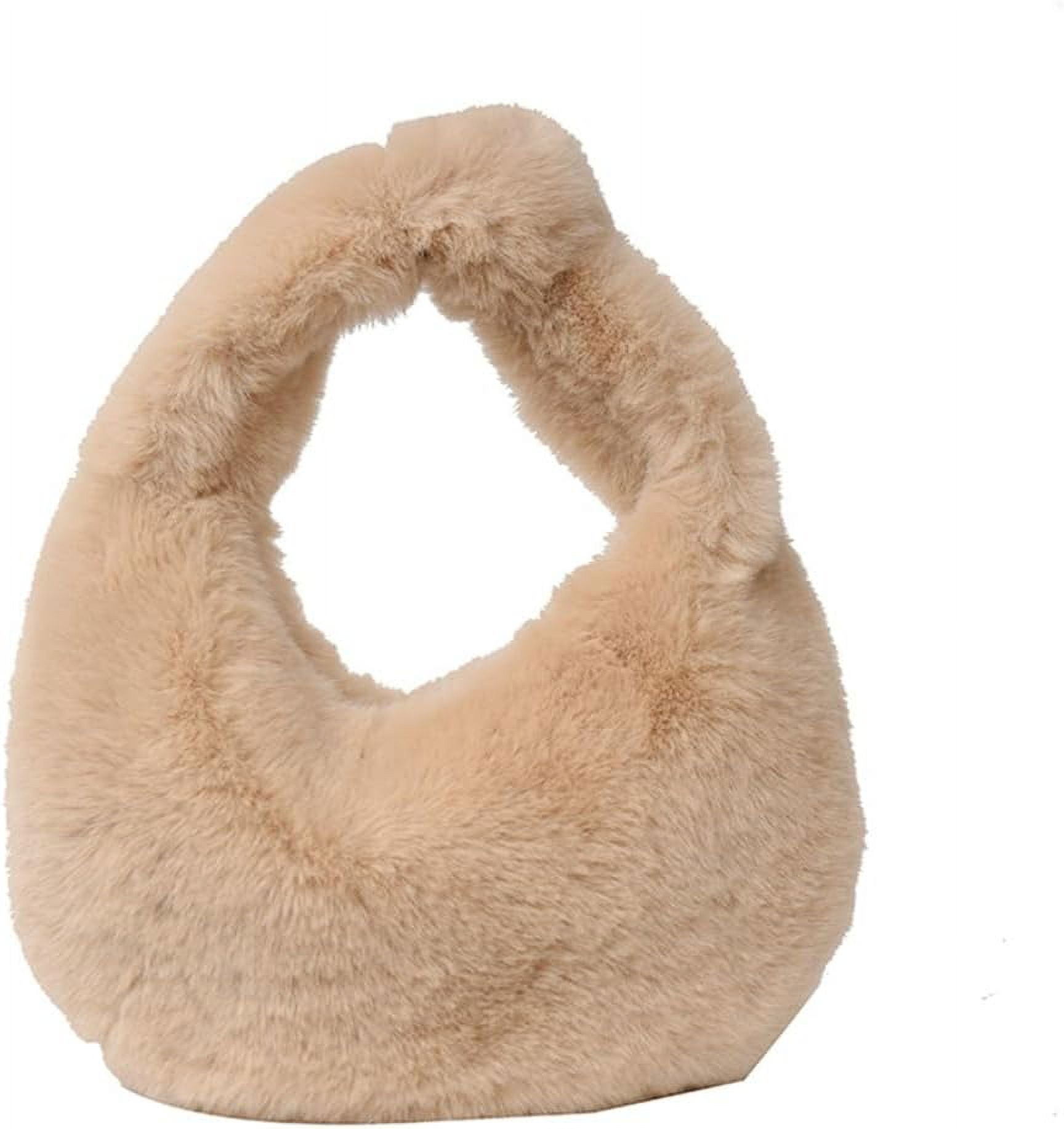 Kukuzhu Fluffy Tote Handbag for Women Y2K Fashion Purse Fuzzy Faux Fur ...