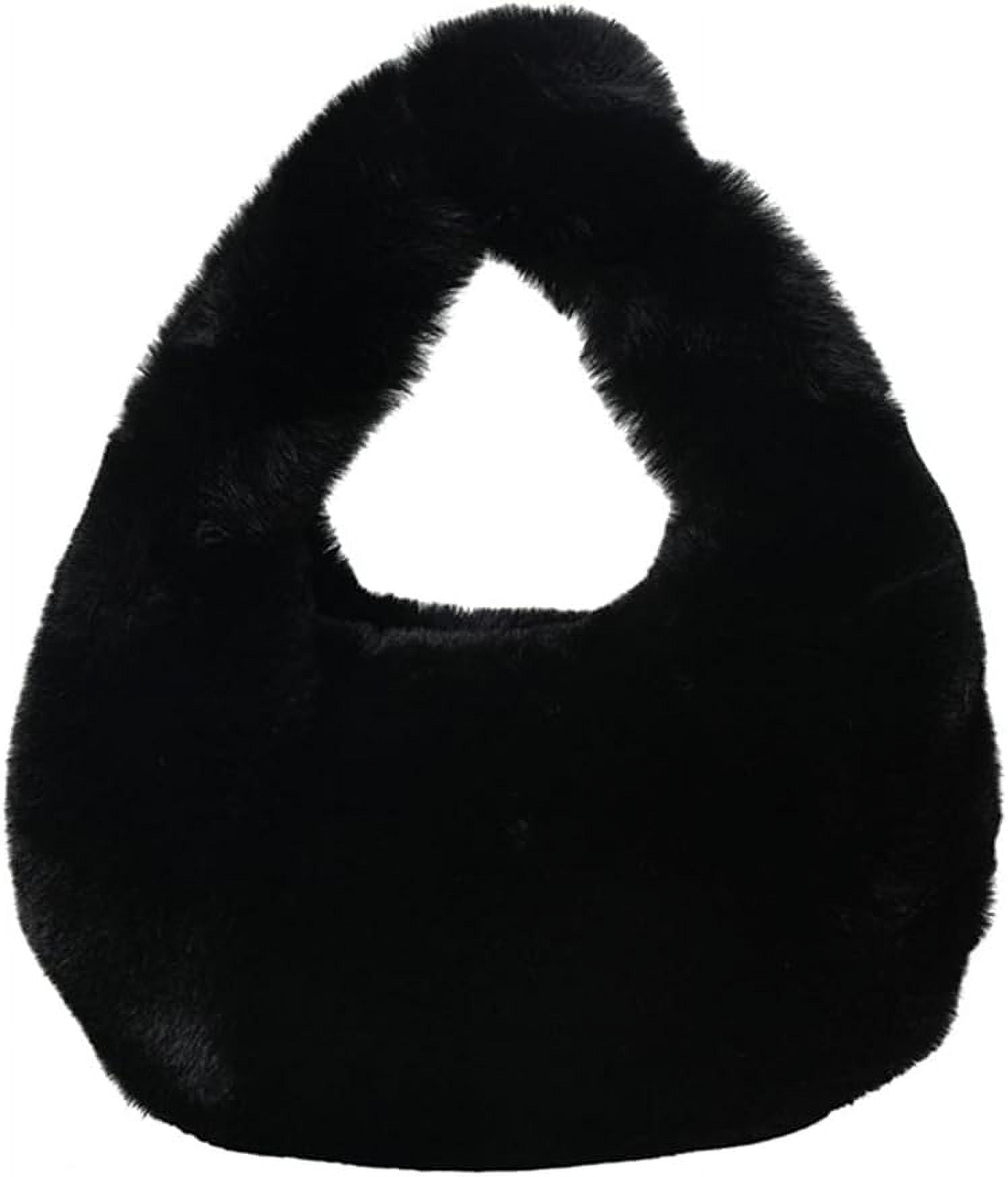 Kukuzhu Fluffy Tote Handbag for Women Y2K Fashion Purse Fuzzy Faux Fur ...