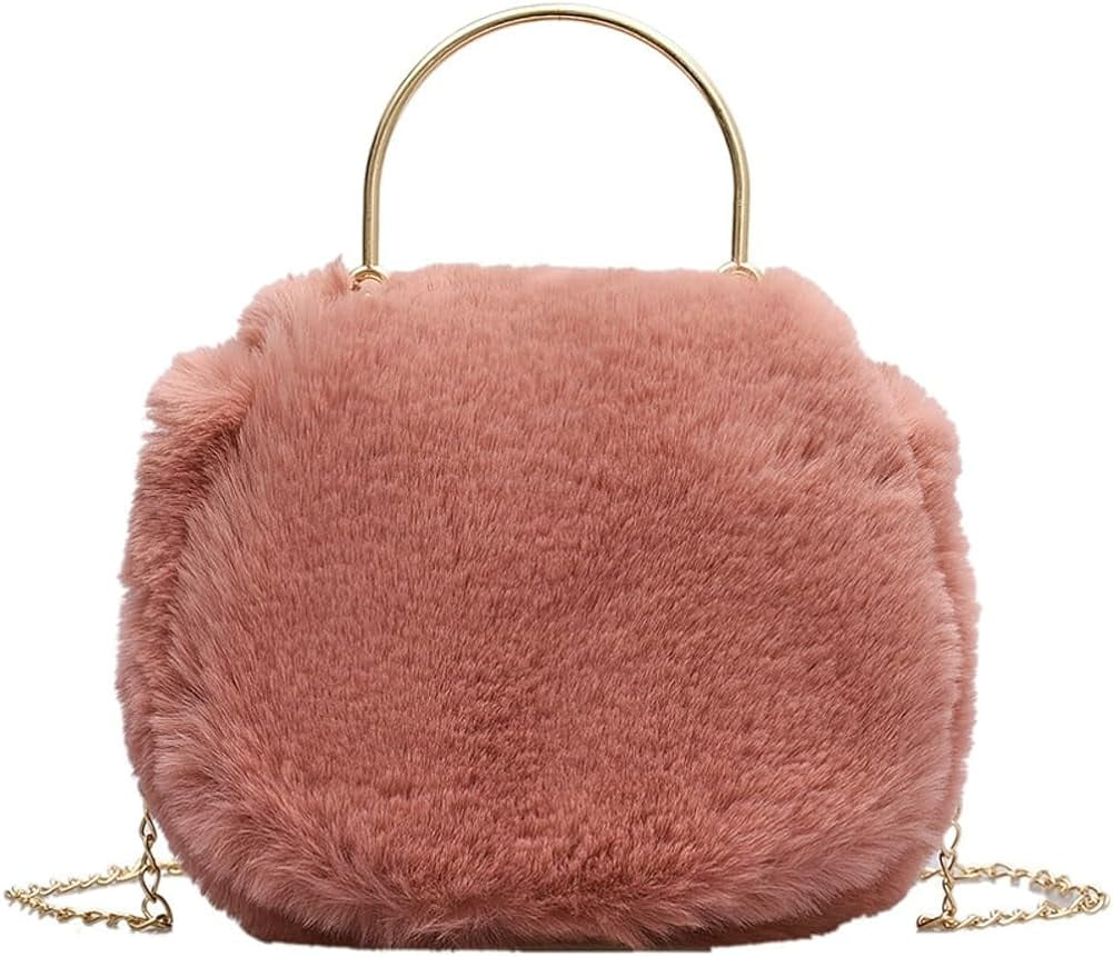 Kukuzhu Furry Clutch Handbags for Women Cute Fluffy Plush Satchel ...