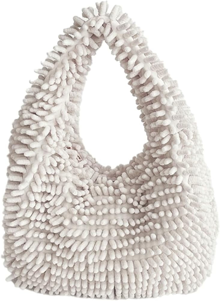 Kukuzhu Furry Purse for Women Fuzzy Faux Fur Tote Bag Soft Clutch ...