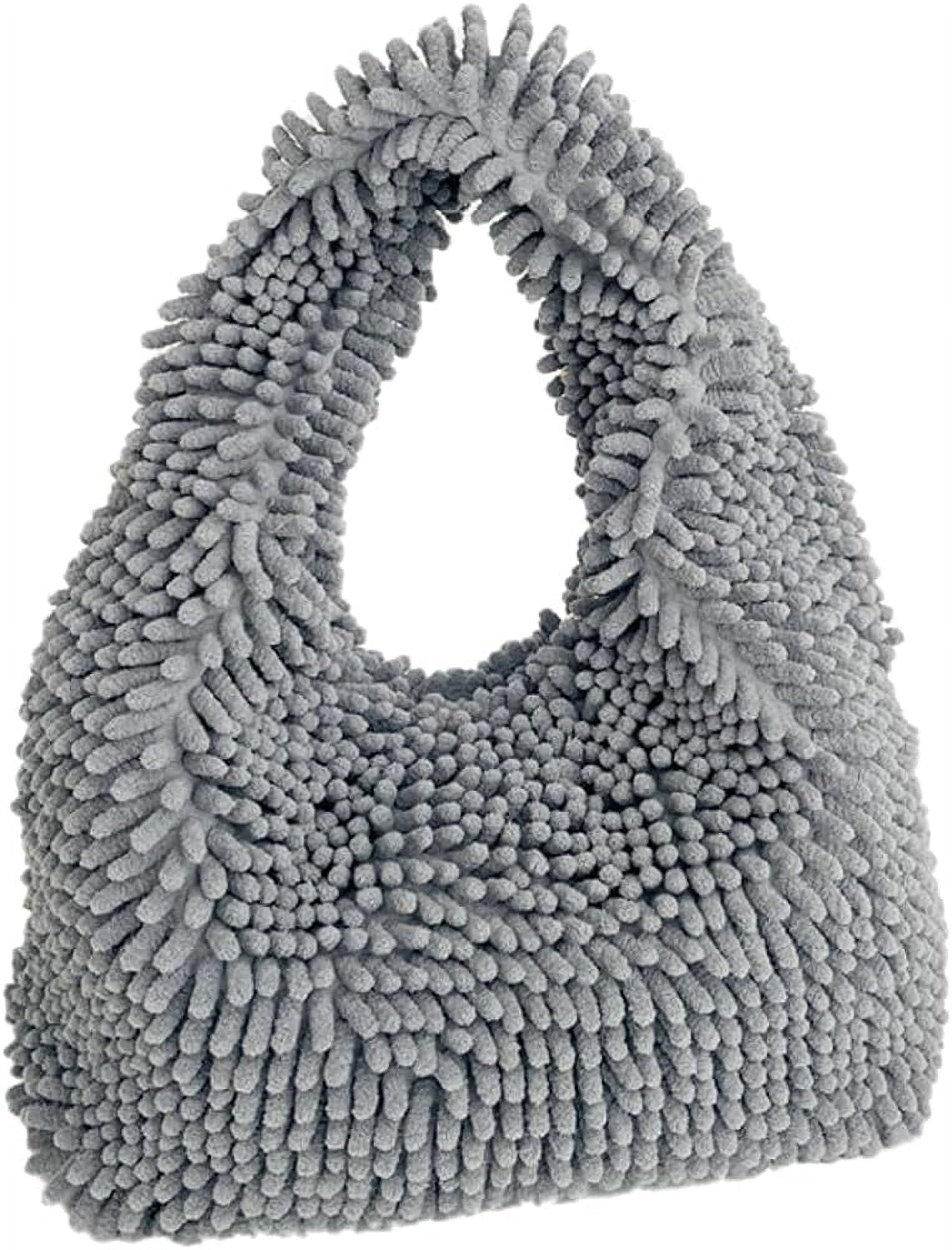 Kukuzhu Furry Purse for Women Fuzzy Faux Fur Tote Bag Soft Clutch ...