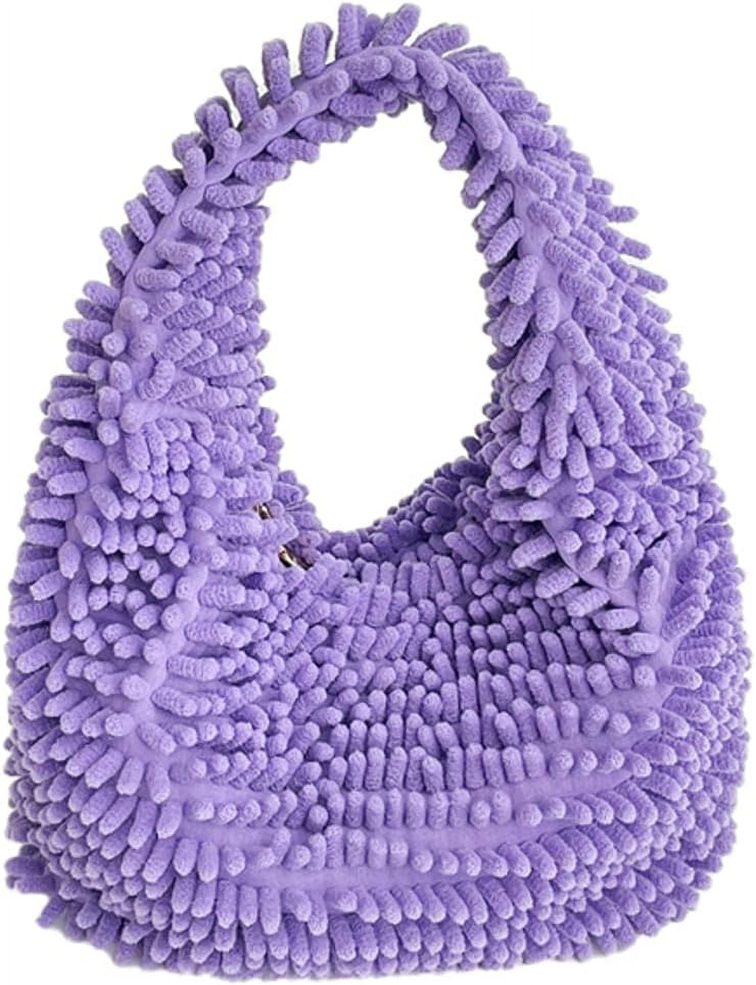 Kukuzhu Furry Purse for Women Fuzzy Faux Fur Tote Bag Soft Clutch ...