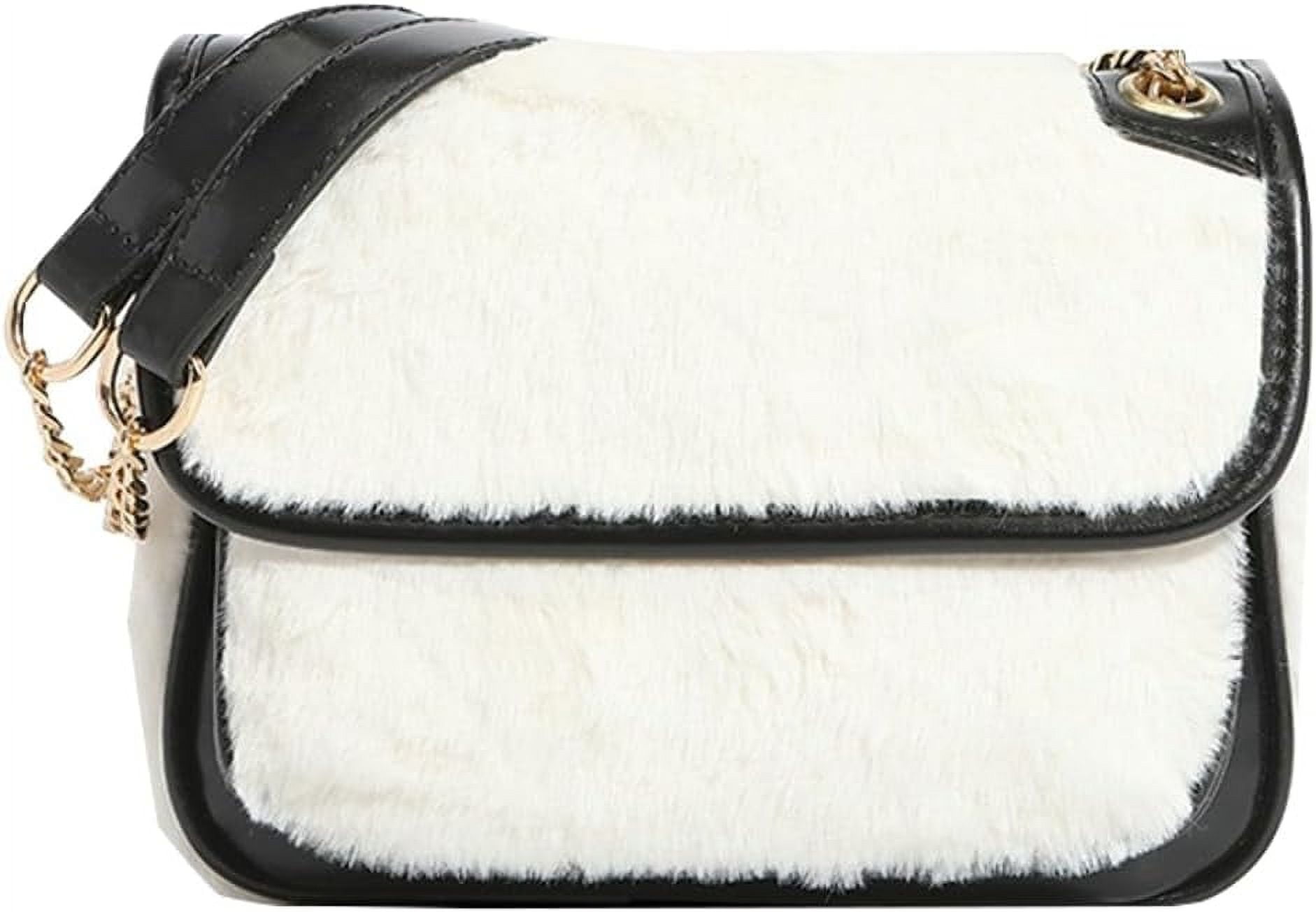 Kukuzhu Furry Purse for Women Fuzzy Faux Fur Tote Bag Soft Clutch ...