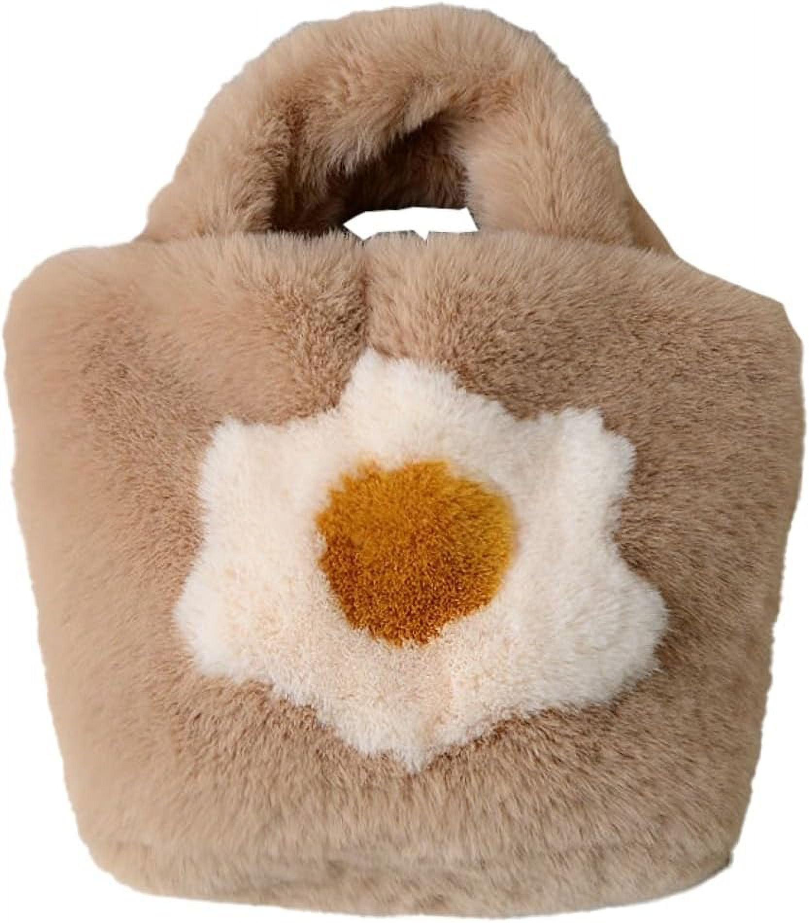 Kukuzhu Furry Purse for Women Fuzzy Faux Fur Tote Handbag Cute Soft ...