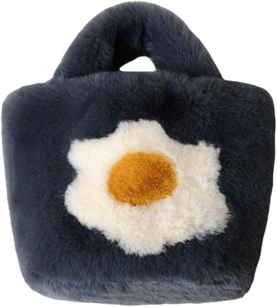 Kukuzhu Furry Purse for Women Fuzzy Faux Fur Tote Handbag Cute Soft ...