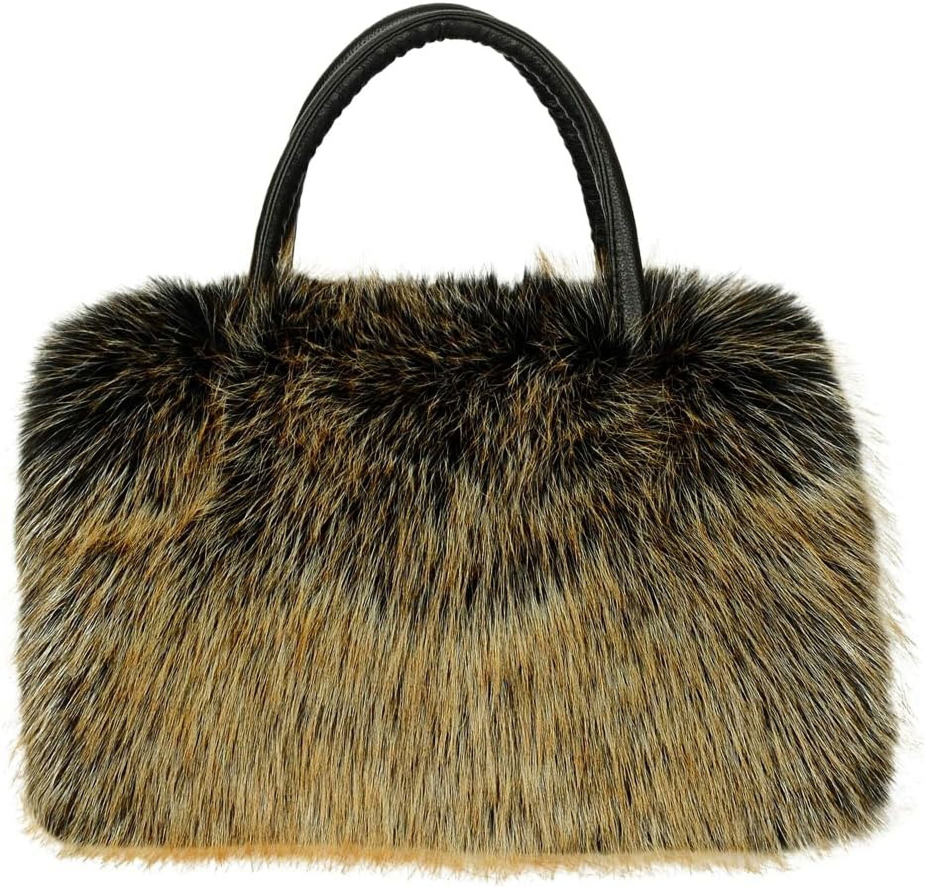 Kukuzhu Furry Shoulder Bag for Women Fuzzy Faux Fur Large Tote Handbag ...