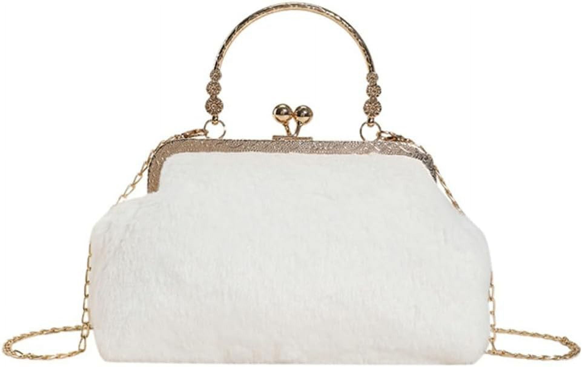 Kukuzhu Furry Shoulder Crossbody Bag for Women Fuzzy Faux Fur Tote ...